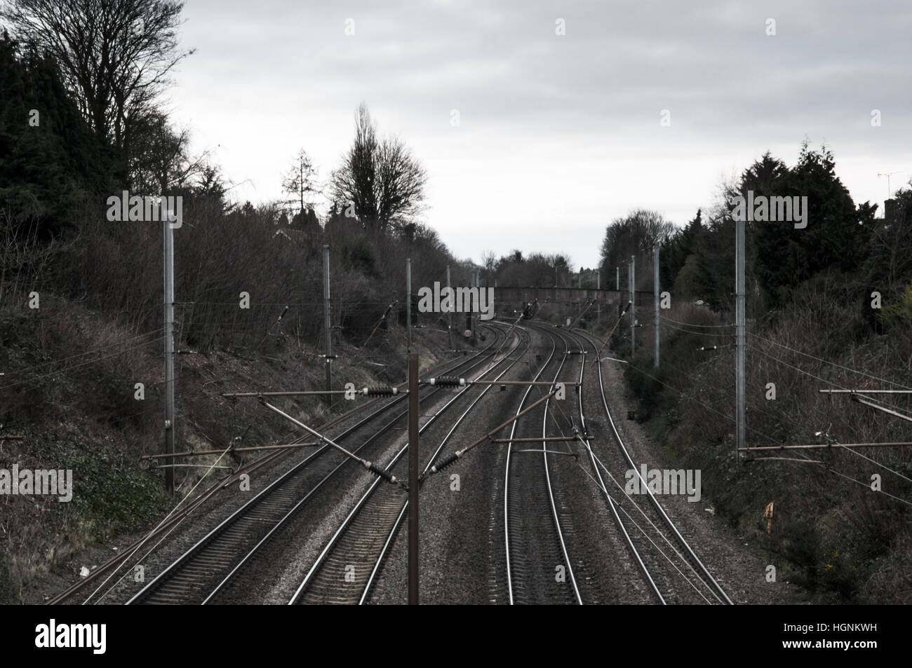 Trains on a railway line Stock Photo - Alamy