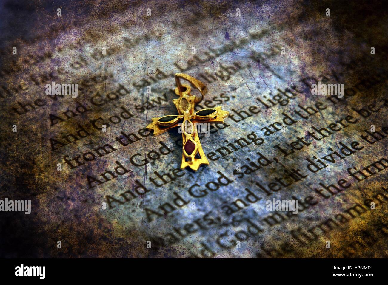 Bible and golden cross grunge concept Stock Photo - Alamy