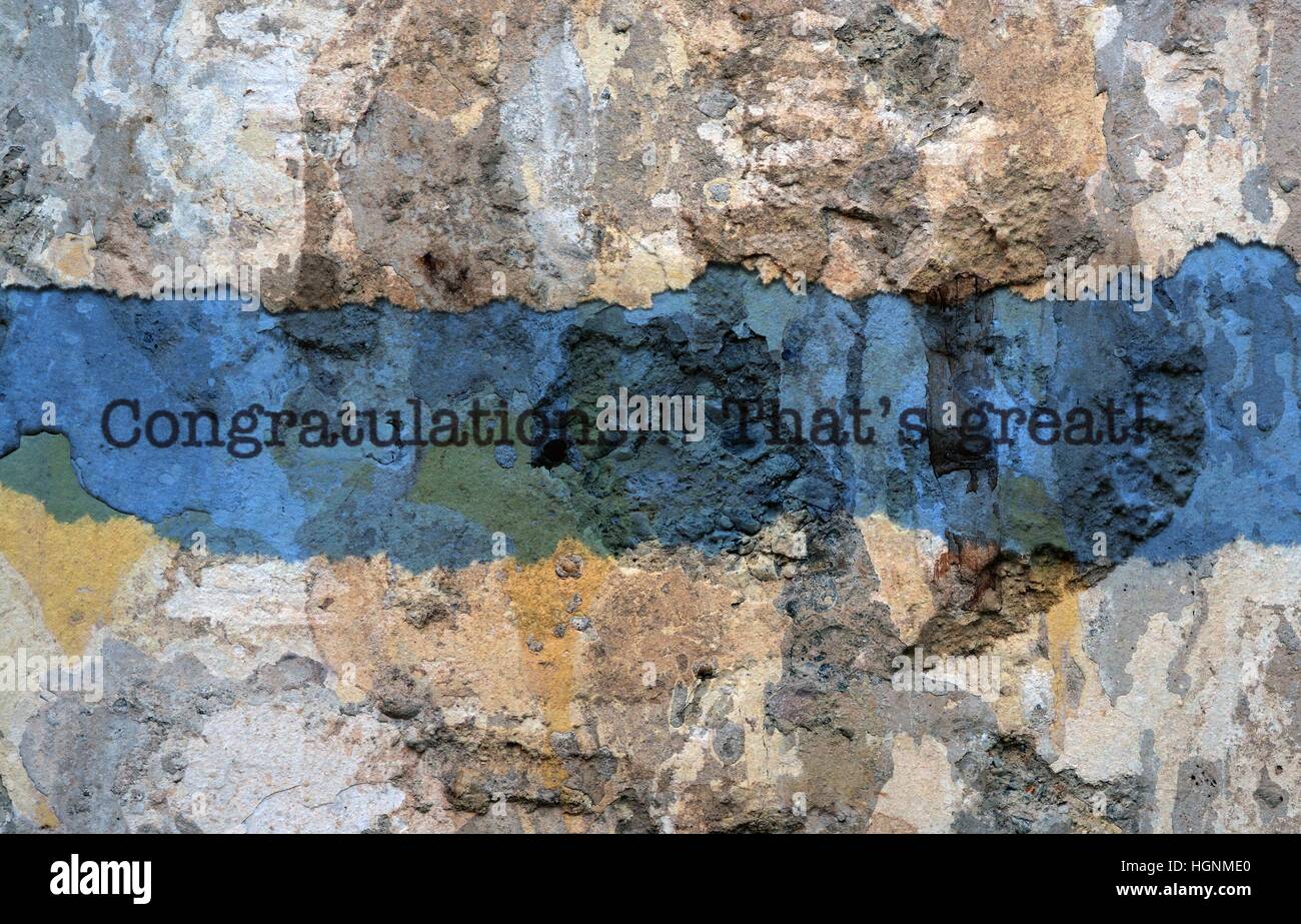 Congratulations text on wall Stock Photo - Alamy