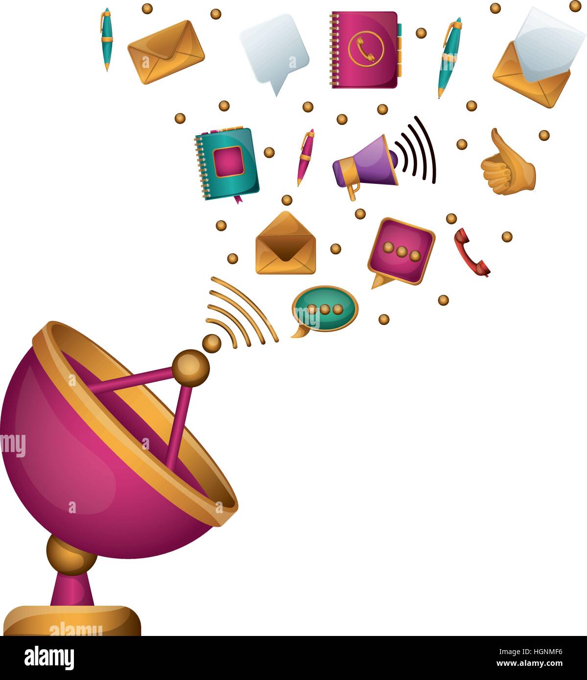 Antenna social media and multimedia icon set icon. Apps communication ...