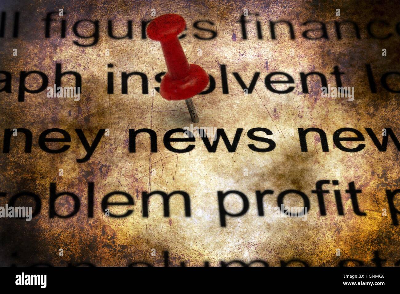 Push pin on news grunge concept Stock Photo - Alamy
