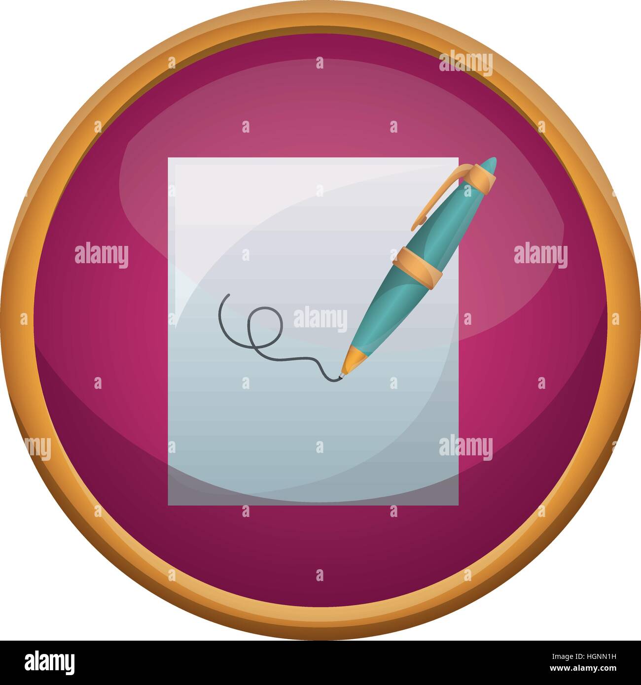 Pen tool and paper icon. Write office object and instrument theme ...