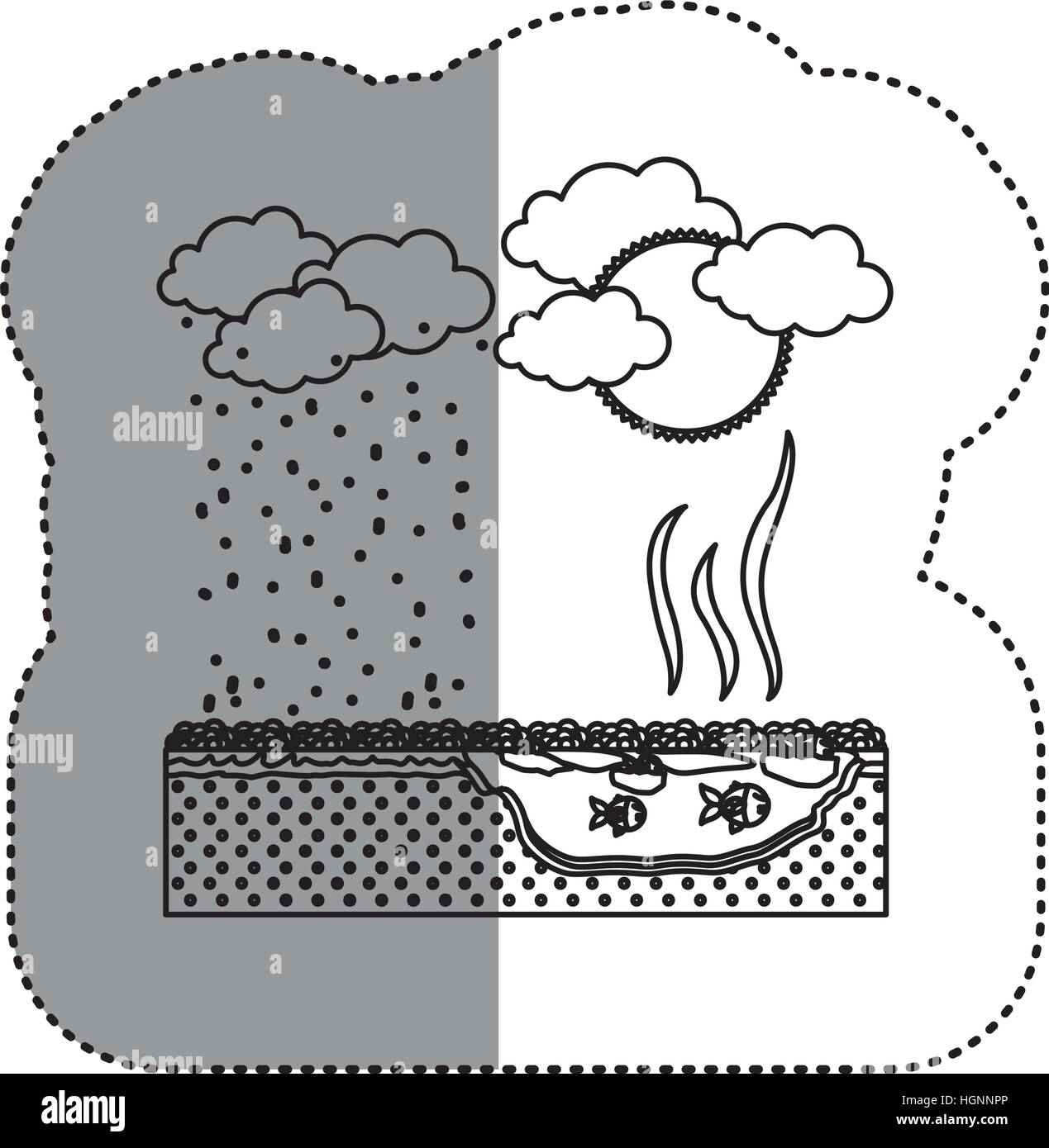 Dirty lake icon. Pollution environment and ecology theme. Isolated ...