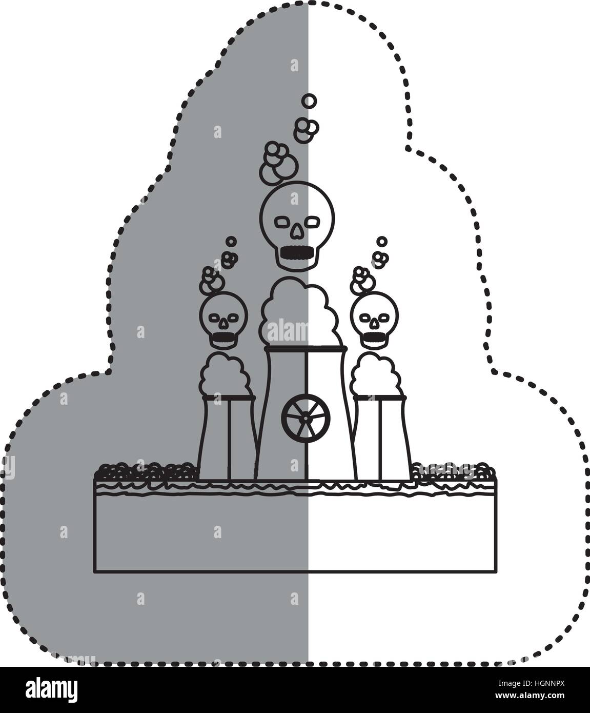 Biohazard chimney icon. Nuclear plant power energy and pollution theme ...