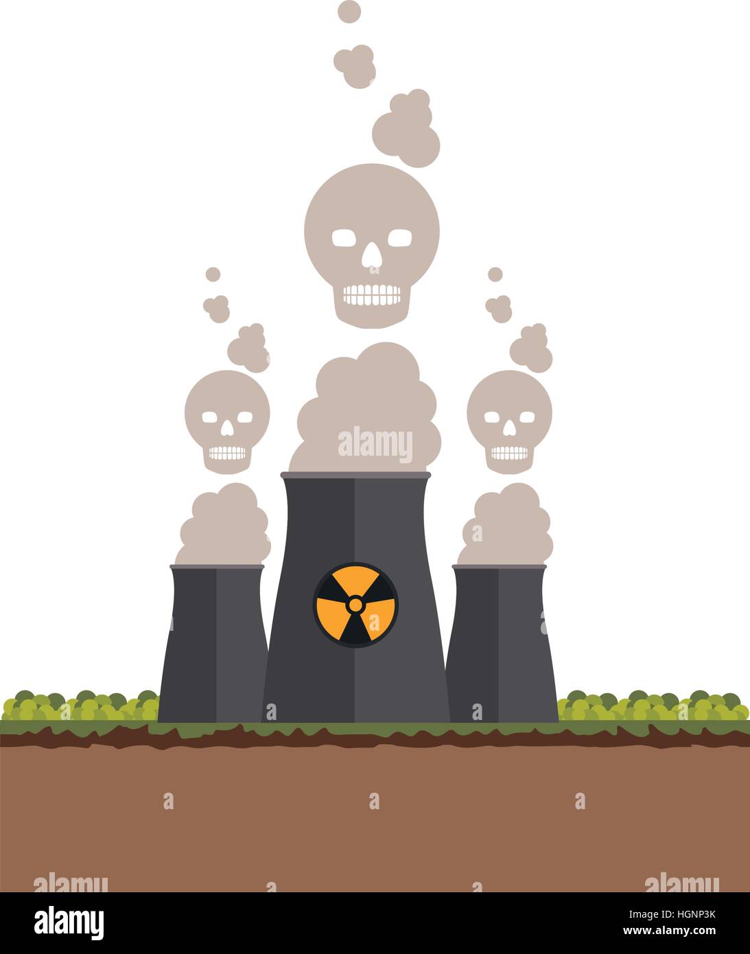 Biohazard chimney icon. Nuclear plant power energy and pollution theme ...