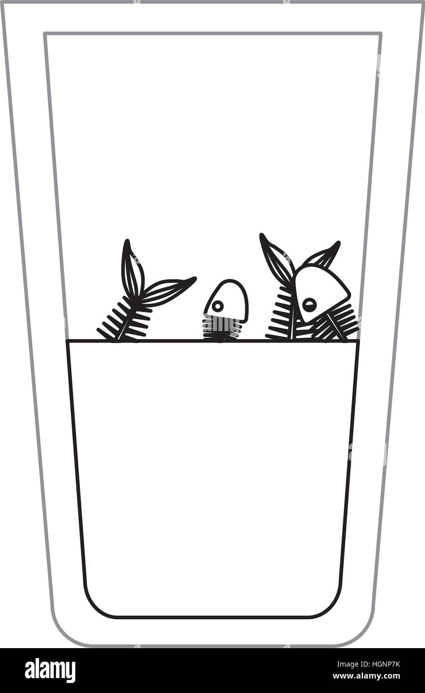 Fish inside dirty water glass icon. Pollution environment and ecology ...