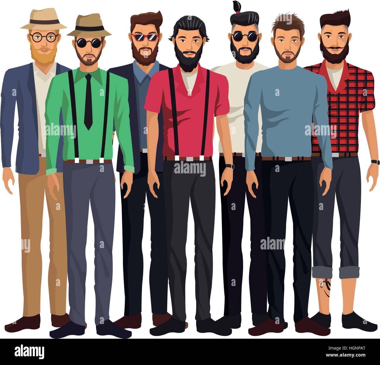 group men style hispter bearded fashionable Stock Vector Image & Art ...