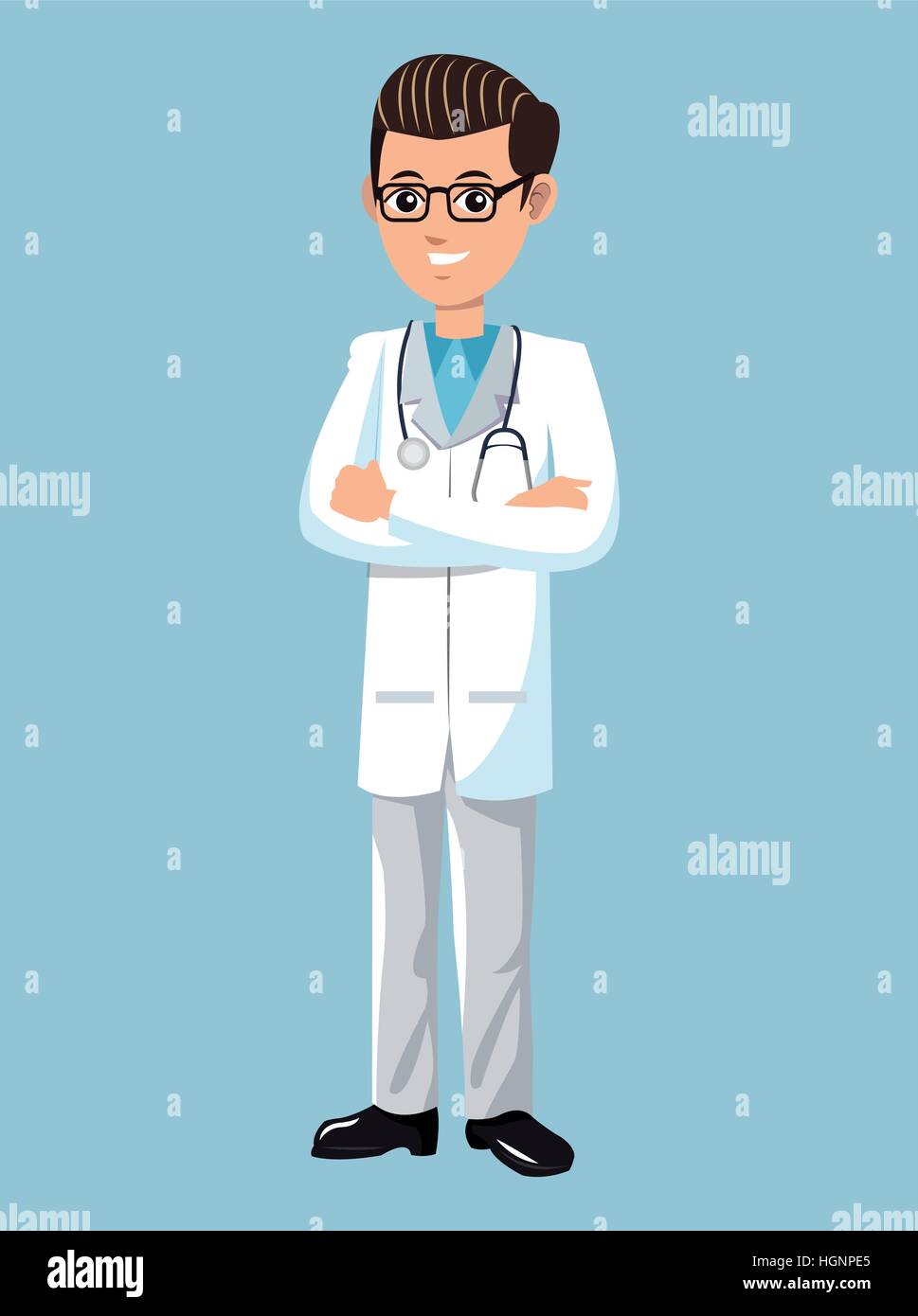 cute doctor crossed arms stethoscope smile Stock Vector Image & Art - Alamy