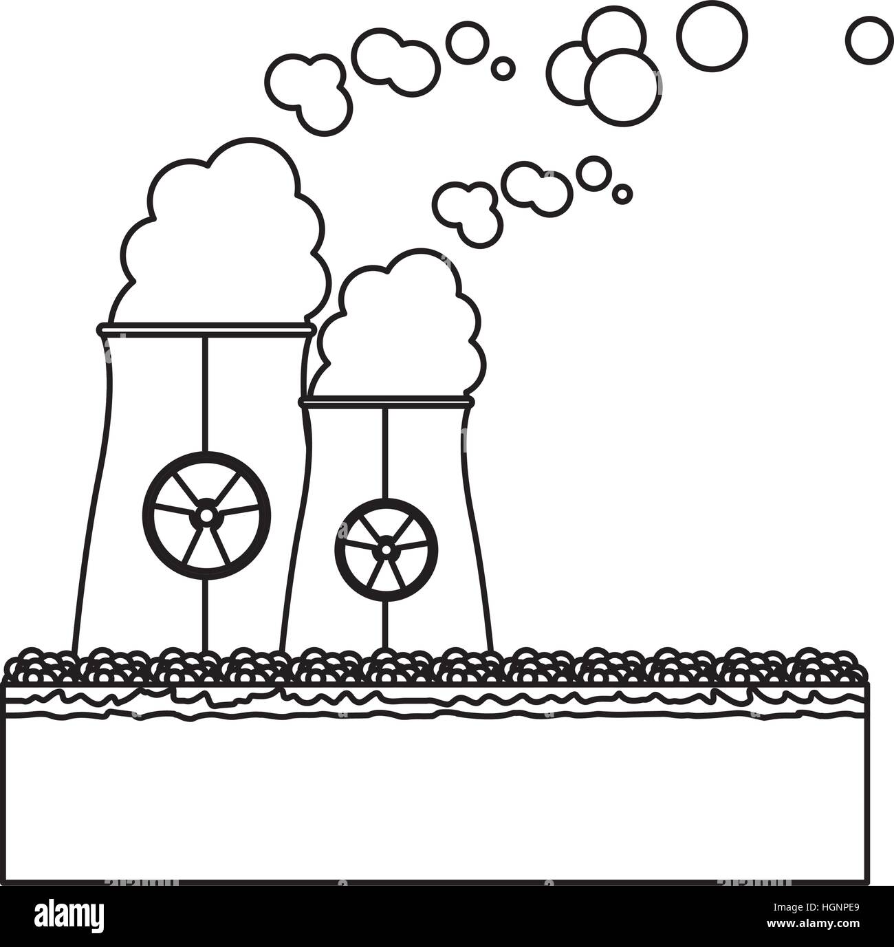 Biohazard chimney icon. Nuclear plant power energy and pollution theme ...