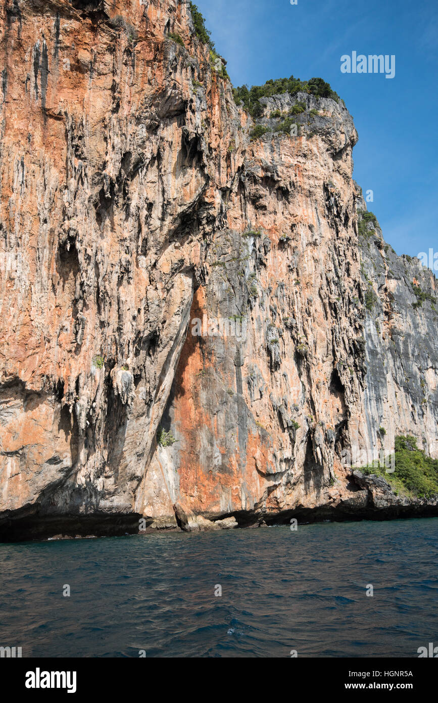 limestone cliffs around Phi-Phi island day time Stock Photo - Alamy