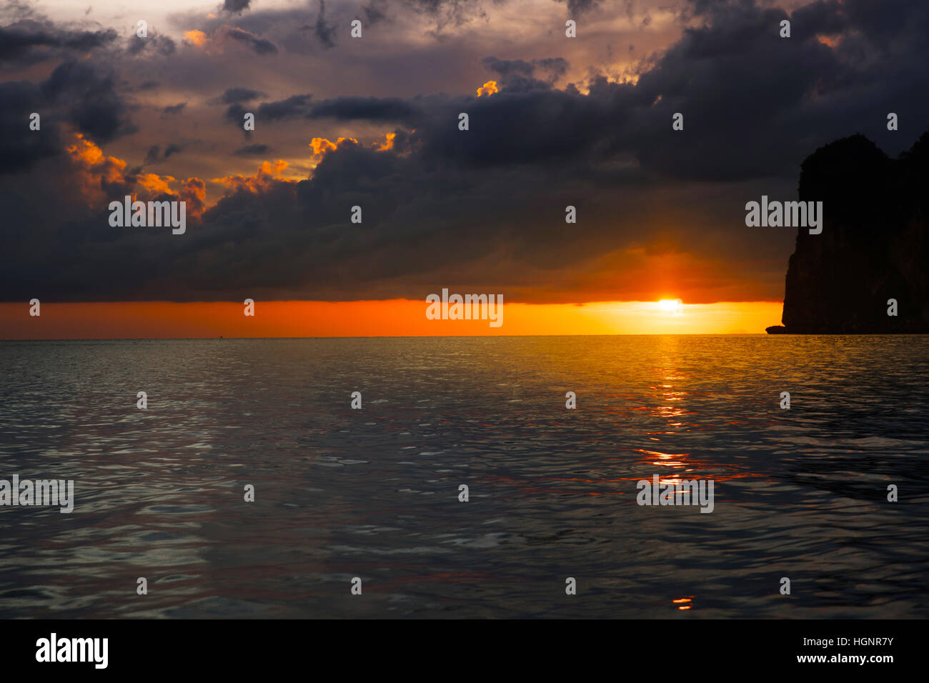 Cloudy dramatic sky over the sea sunset background Stock Photo - Alamy