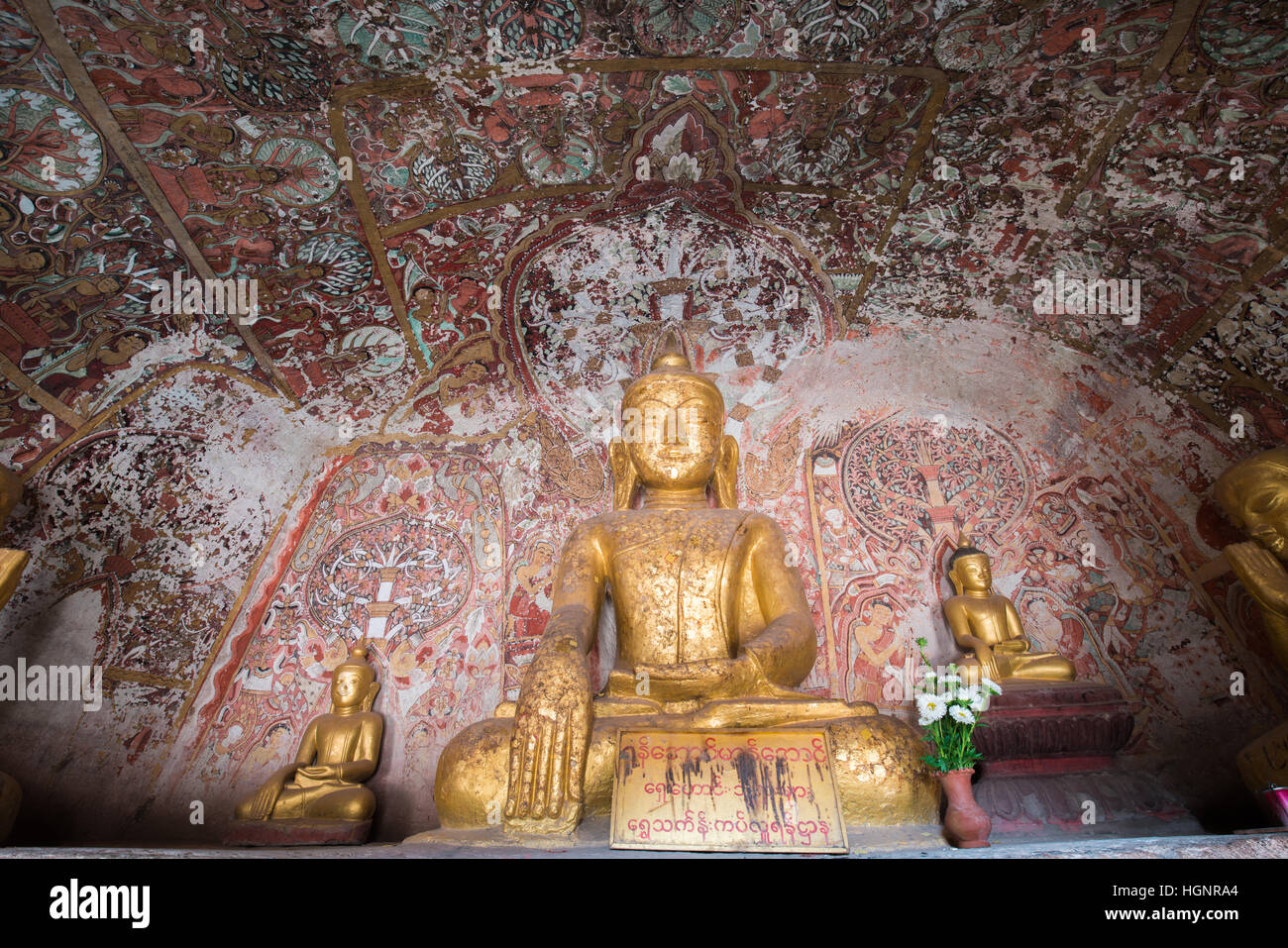 Buddha image at Pho Win Taung Cave in Monywa, Mandalay, Myanmar Stock ...