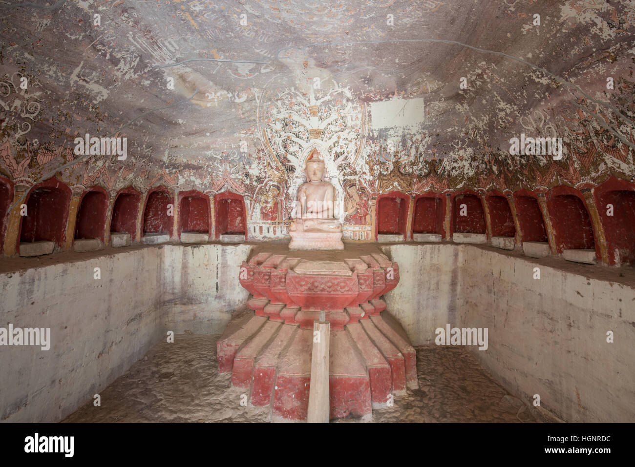 Buddha image at Pho Win Taung Cave in Monywa, Mandalay, Myanmar Stock ...