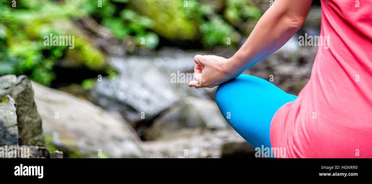 serenity and yoga practicing in the forest Stock Photo - Alamy