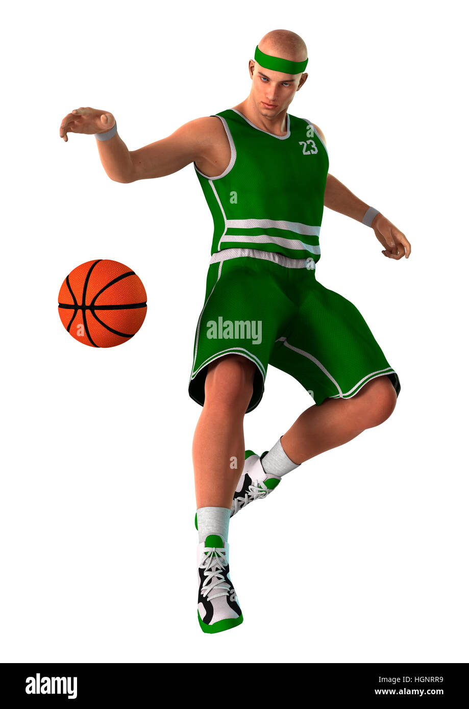 3D rendering of a basketball player isolated on white background Stock ...
