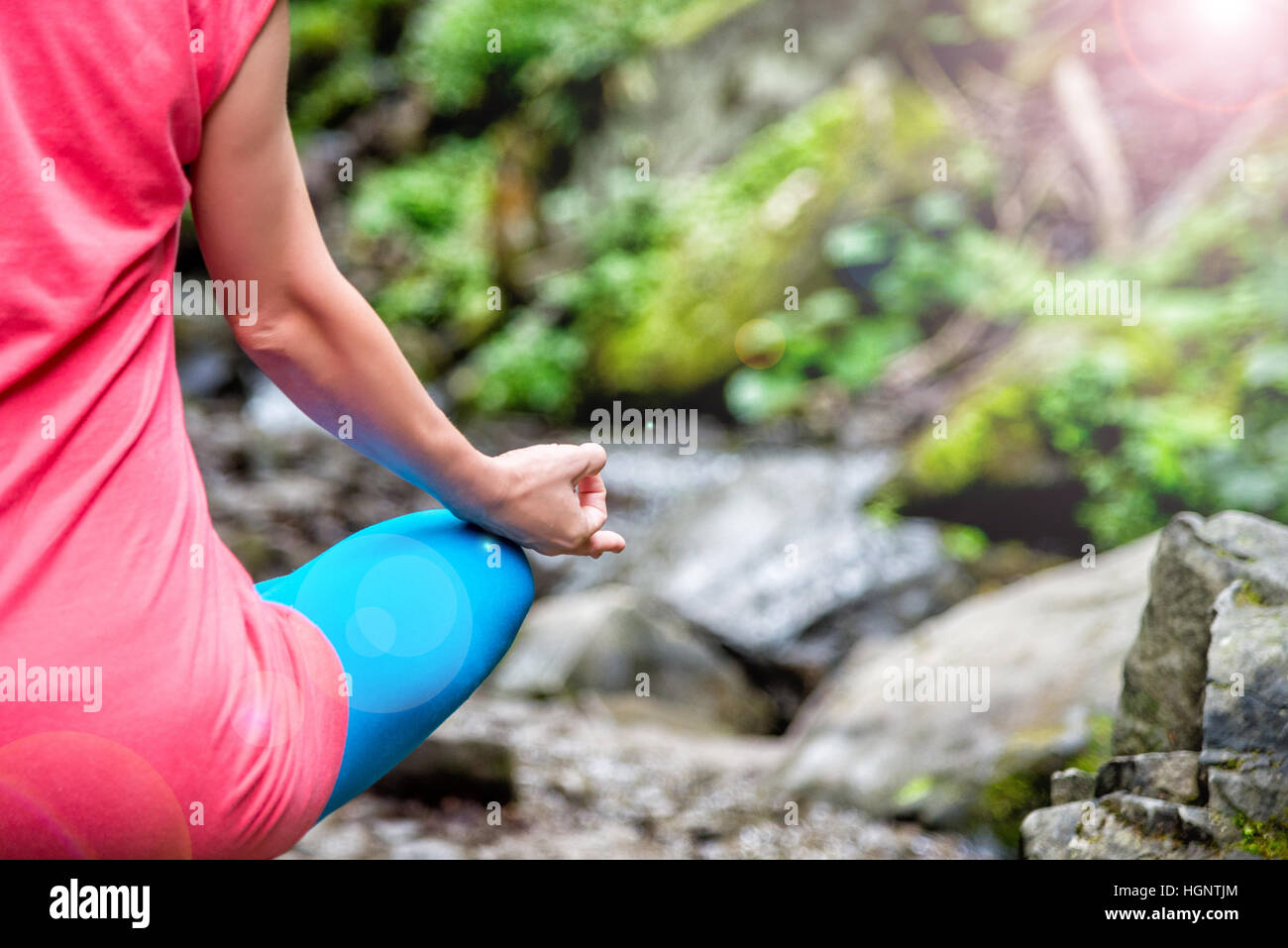 serenity and yoga practicing in the forest Stock Photo - Alamy