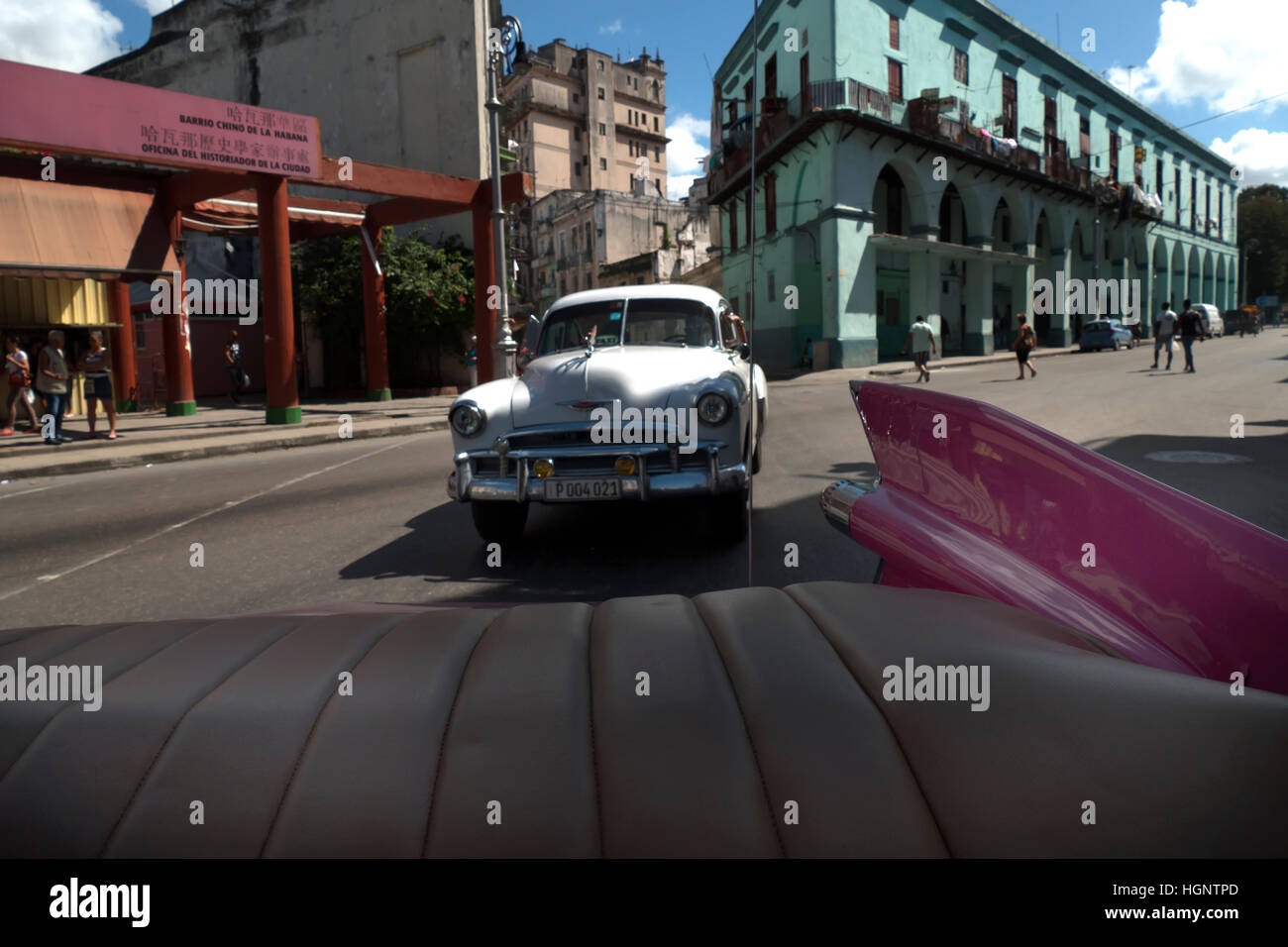 Havana, Cuba. View of the city from the back seat of a 1959 Cadillac ...