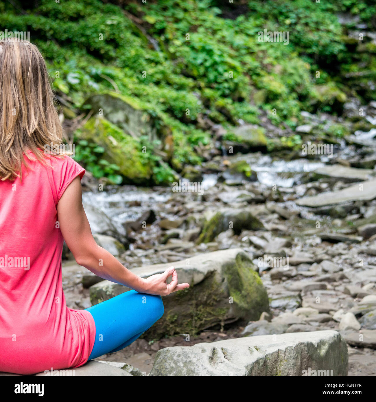 serenity and yoga practicing in the forest Stock Photo - Alamy