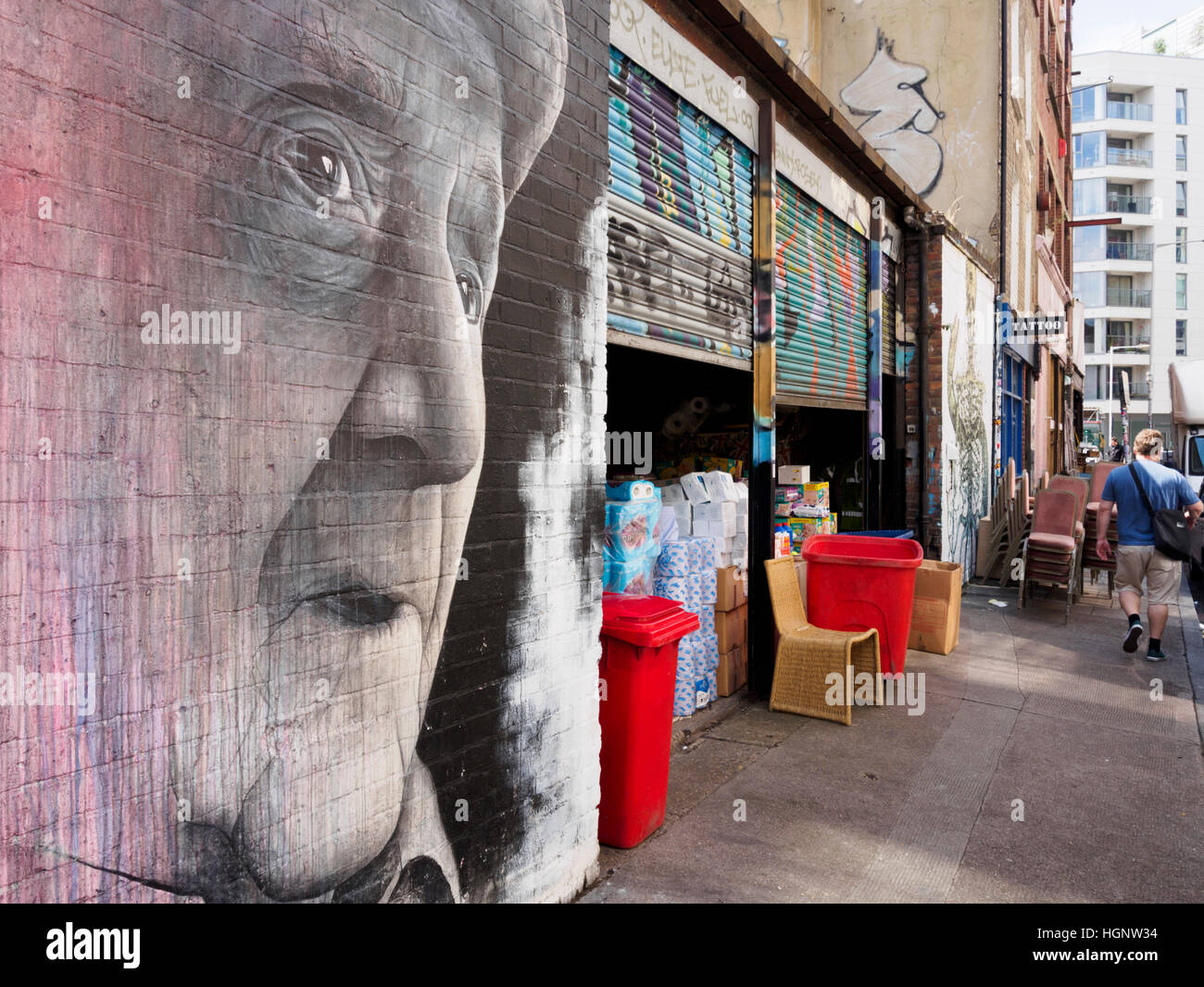 Street art by Ben Slow in Brick Lane London Stock Photo - Alamy