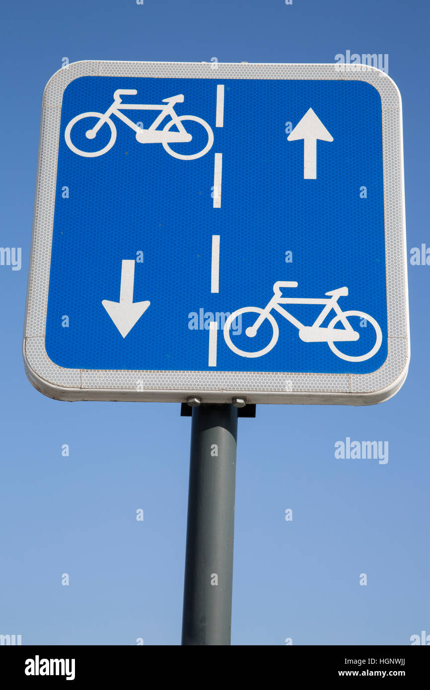 Bike Lane Sign against Sky Background Stock Photo - Alamy