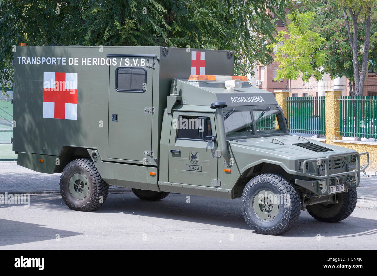 Vehicles of spanish army. URO VAMTAC S3. Military ambulance. Red Cross ...