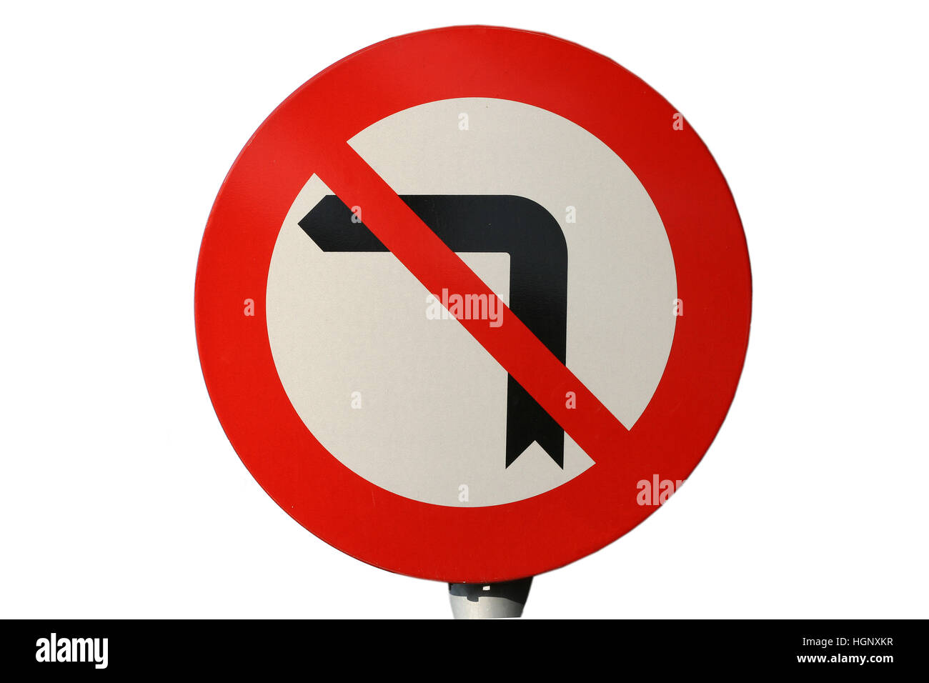Traffic sign, no left turn Stock Photo - Alamy