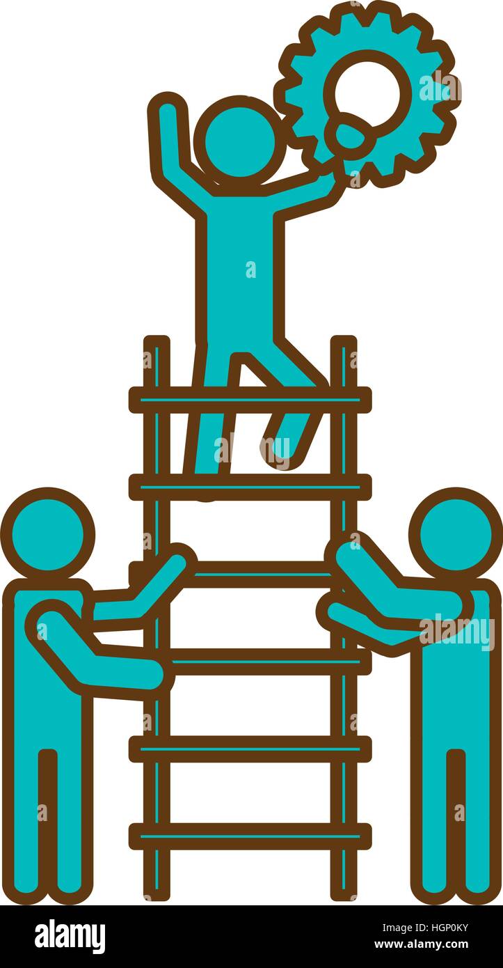 people and gears icon over white background. teamwork concept. colorful ...