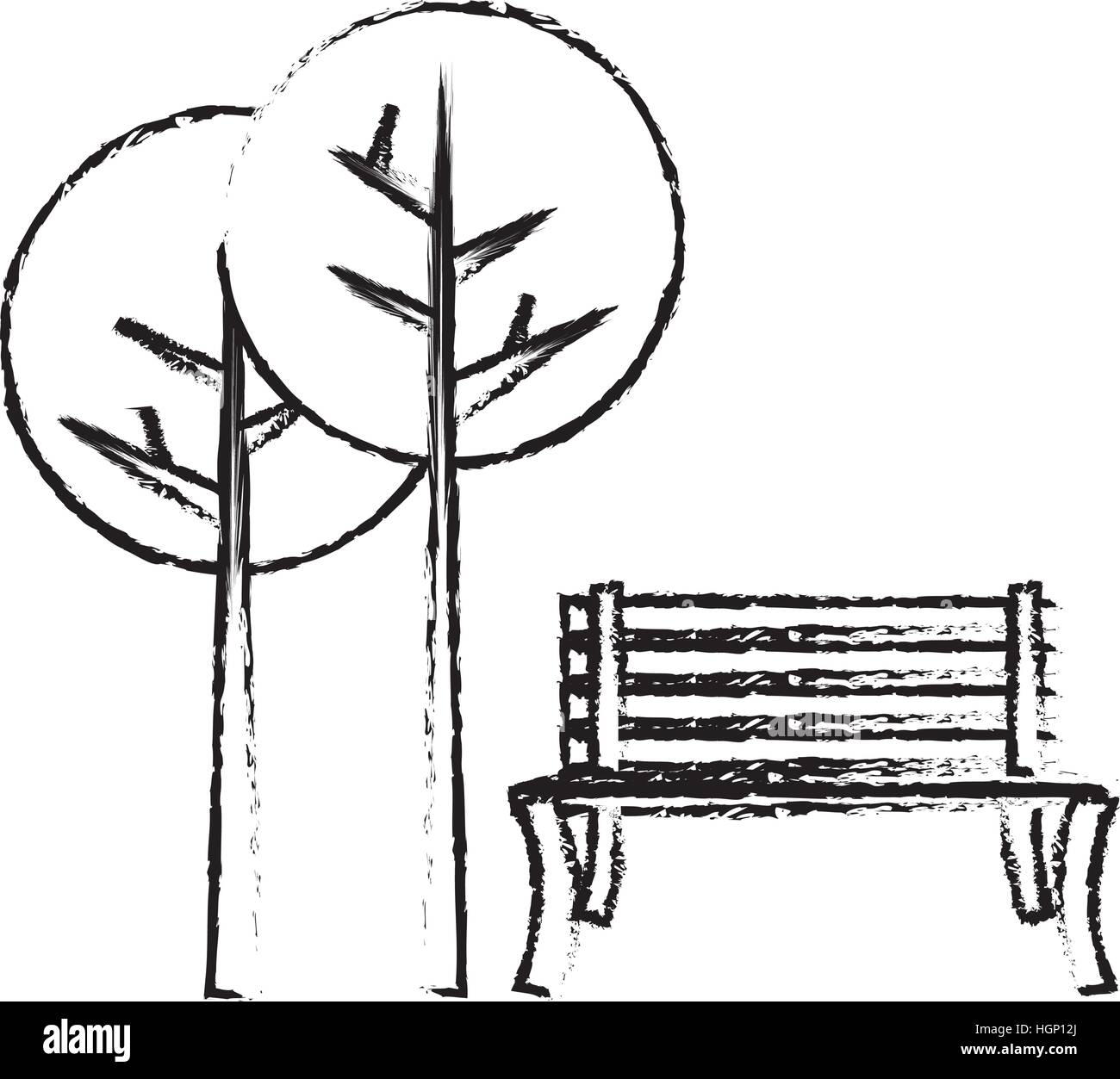 oudoors bench and trees icon image vector illustration design Stock ...