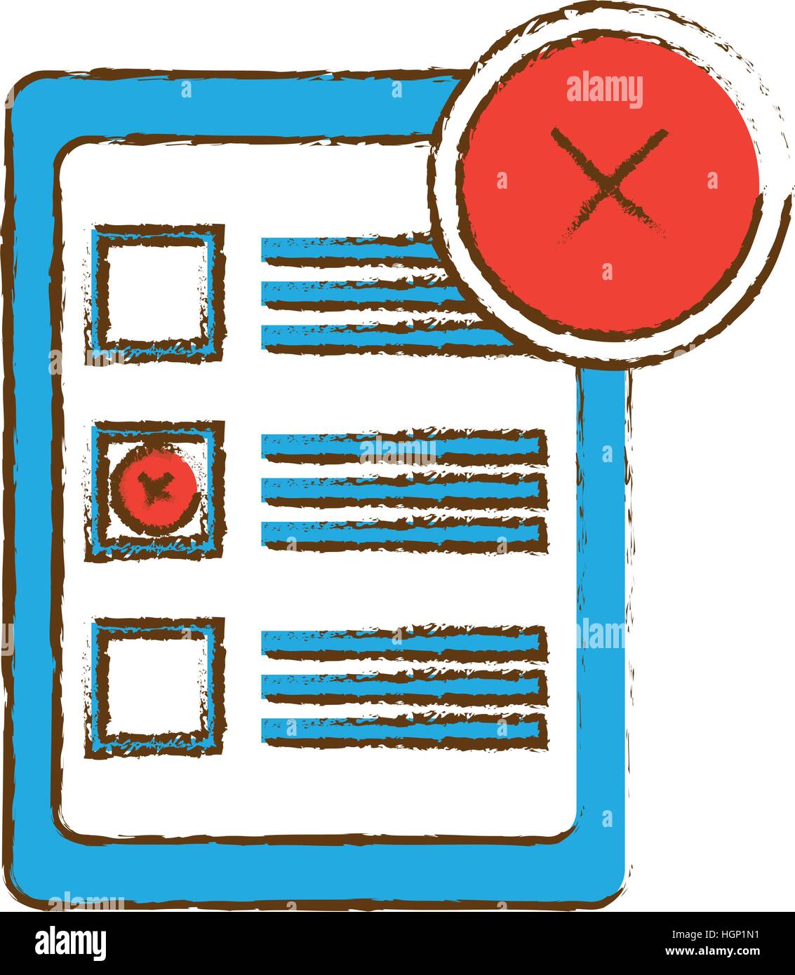checklist with wrong mark over white background. colorful design ...