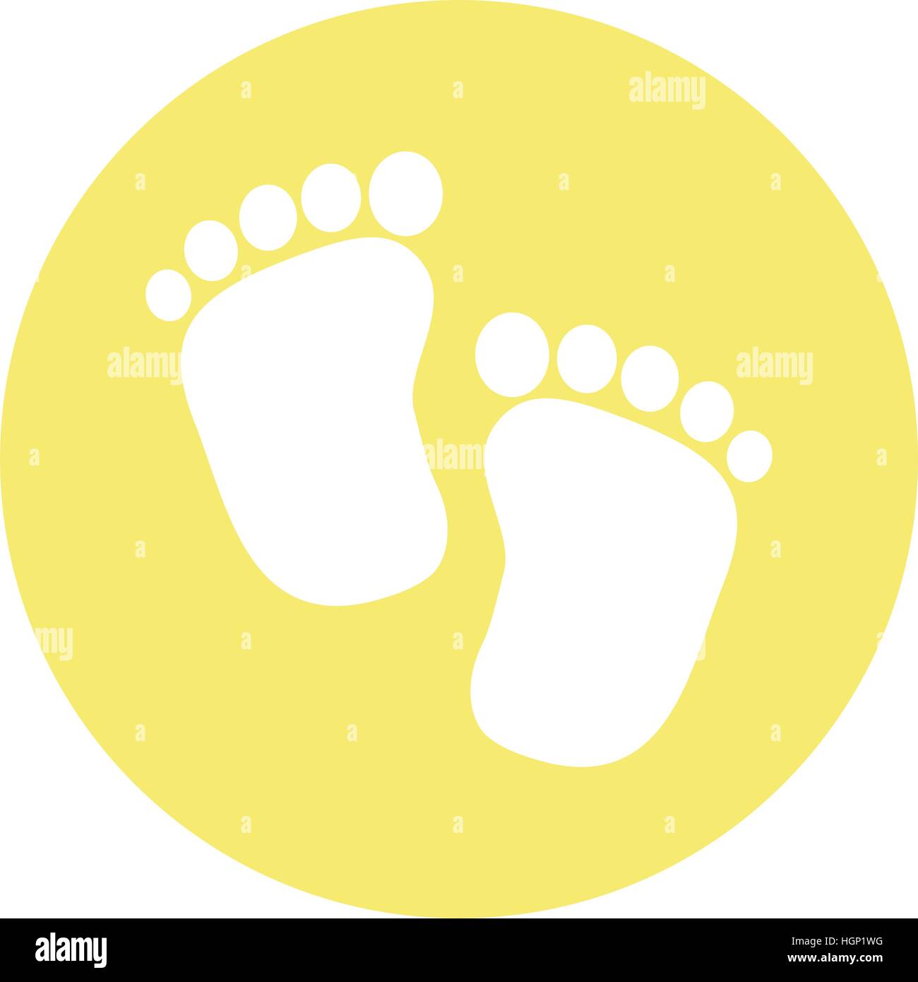 baby feet icon over yellow circle and white background. colorful design ...