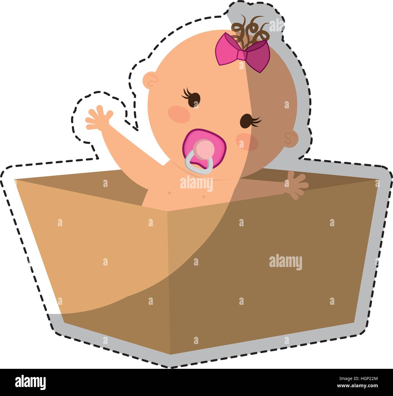 cute baby girl inside a box icon over white background. colorful design ...