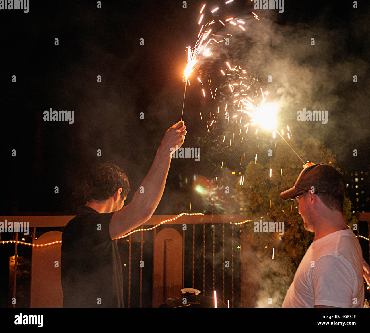 Two men celebrating the 4th of july in New York city Stock Photo - Alamy