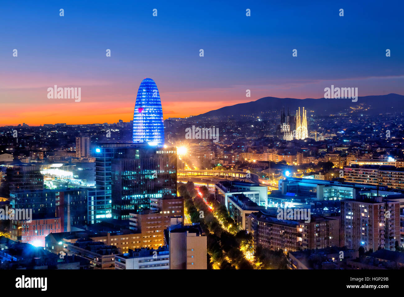 Overview Of Barcelona By Night High Resolution Stock Photography and ...