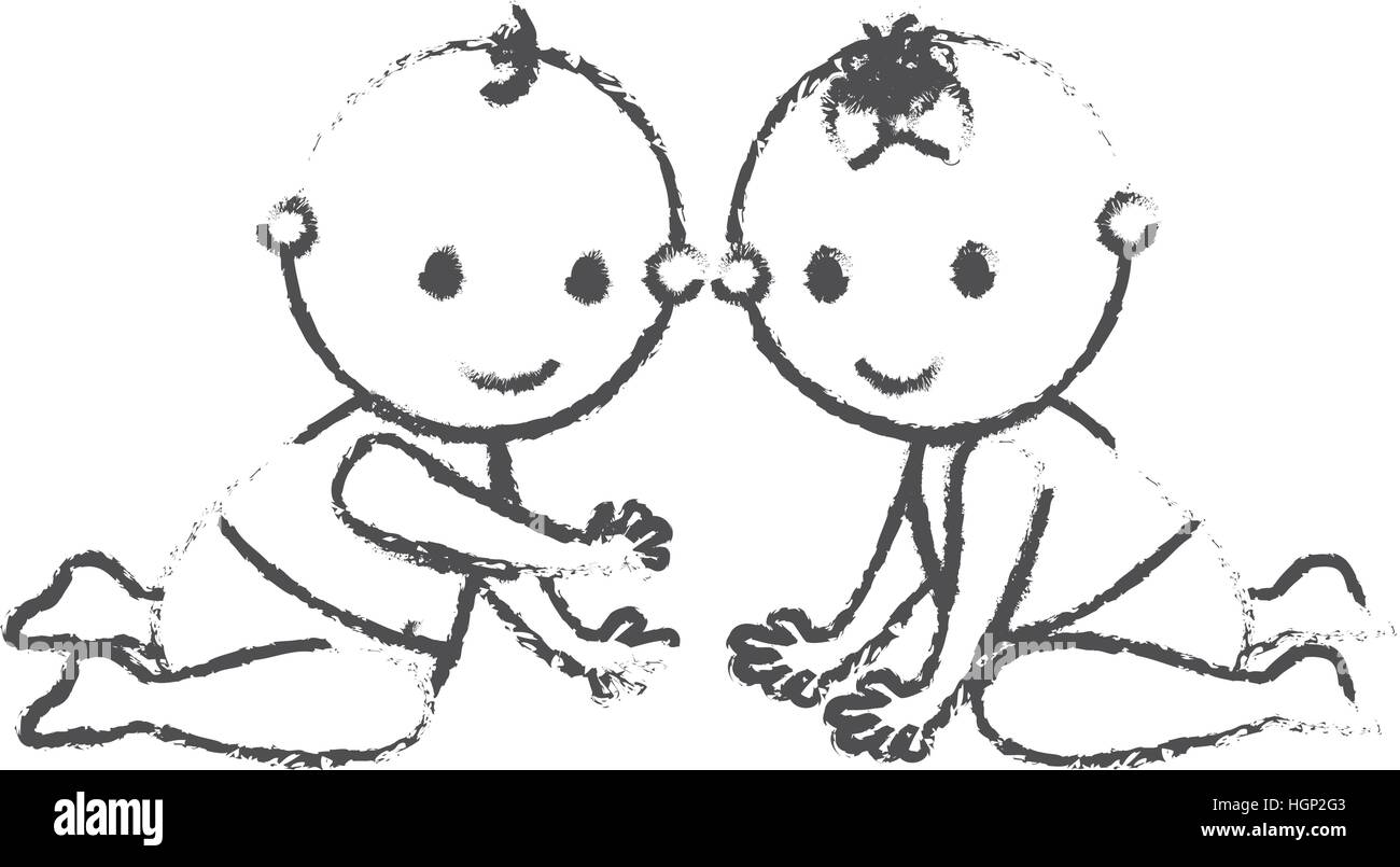 cute babies playing icon over white background. vector illustration ...