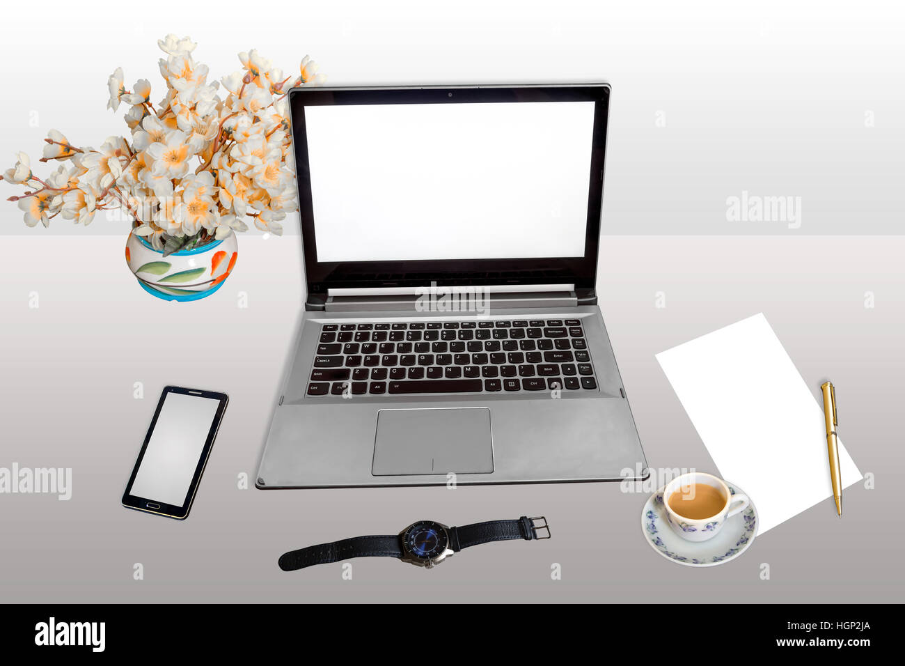 Notepad pen tea keyboard hi-res stock photography and images - Alamy