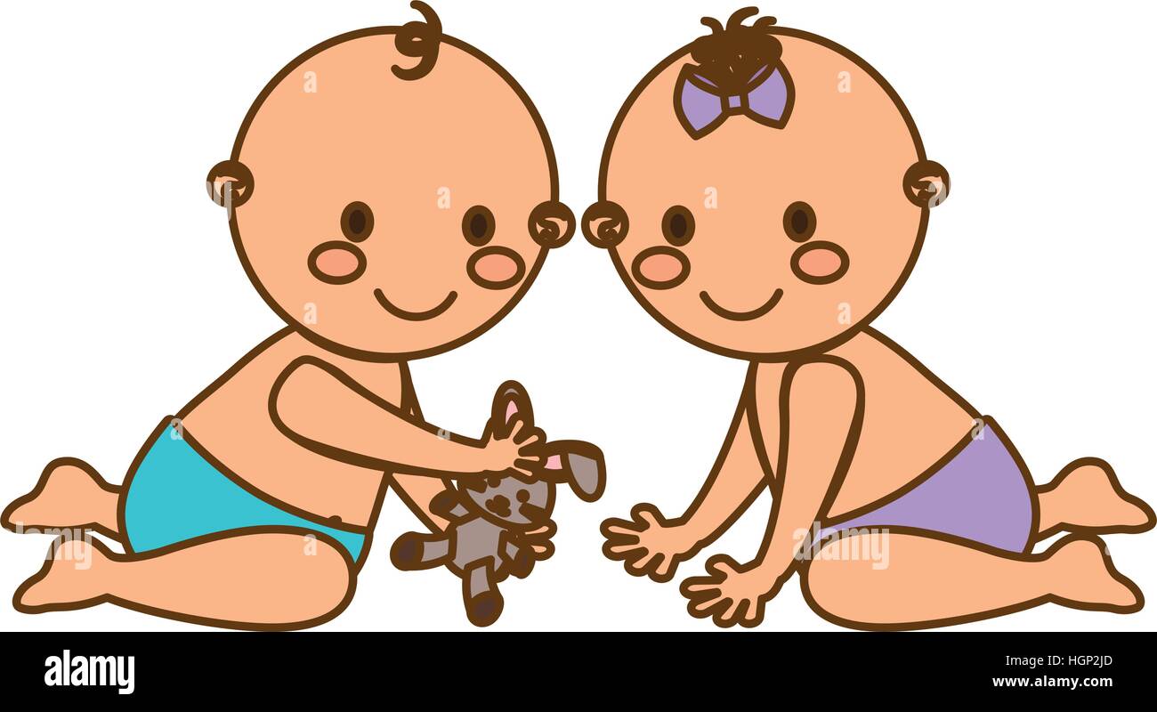 cute babies playing icon over white background. vector illustration ...