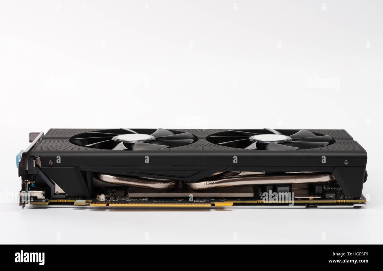 New modern gaming graphics card on white background, main component for ...