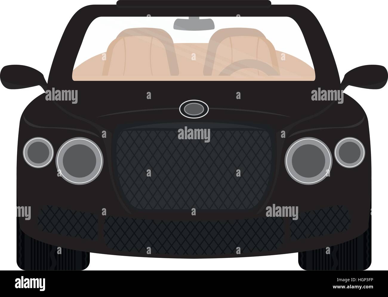 black convertible car frontview icon image vector illustration design ...