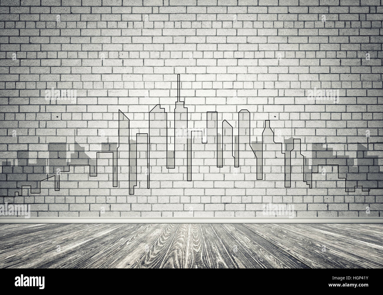 City design on wall Stock Photo - Alamy