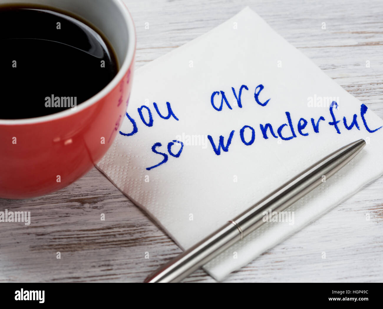 Message written on napkin Stock Photo - Alamy
