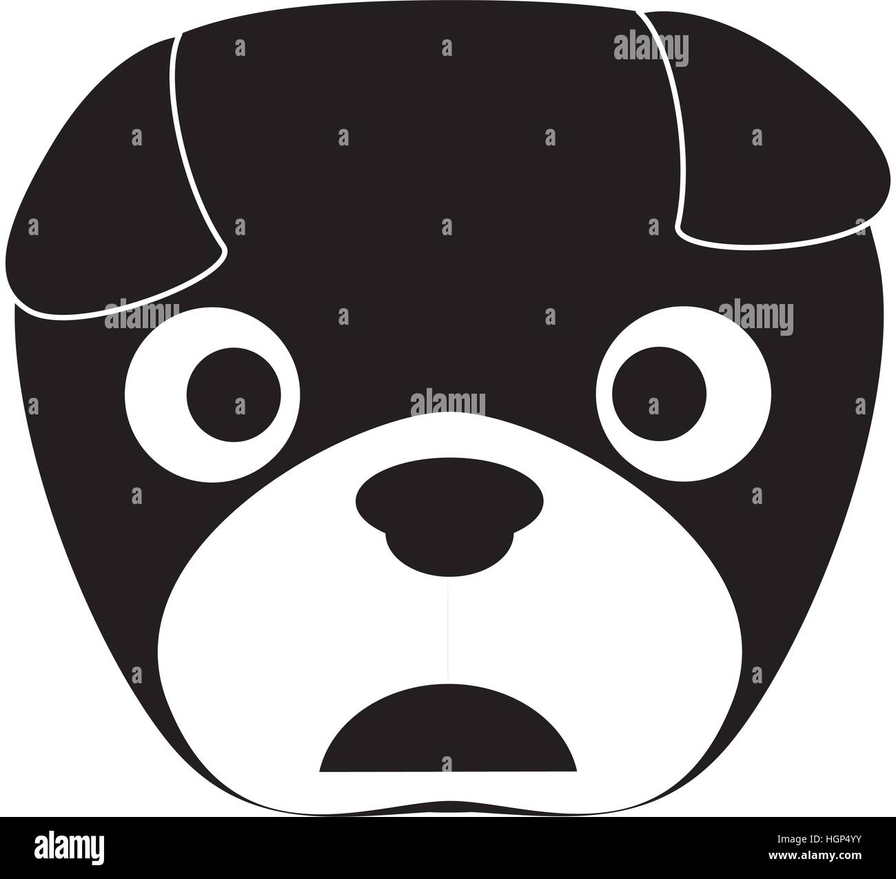 dog face icon over white background. black and white design. vector ...