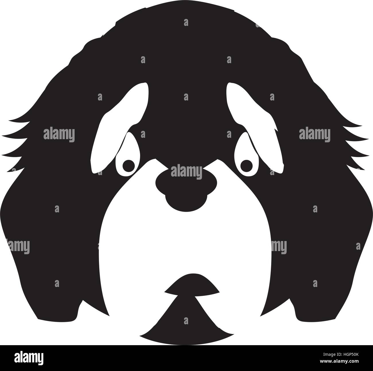dog face icon over white background. black and white design. vector ...