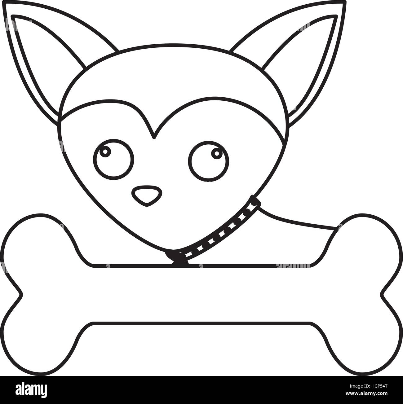 cute dog and bone icon over white background. vector illustration Stock ...