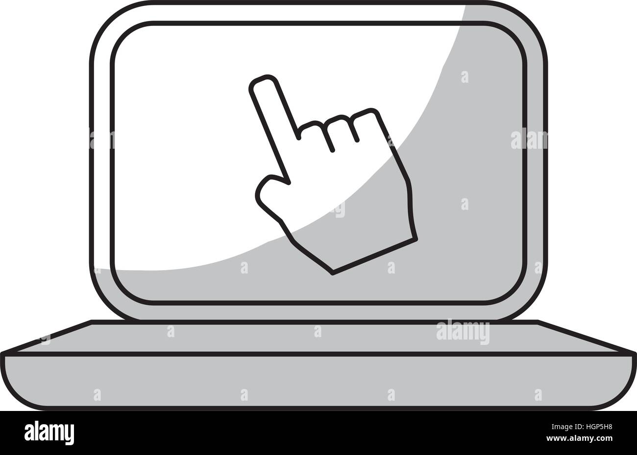 laptop computer with cursor icon on screen over white background ...
