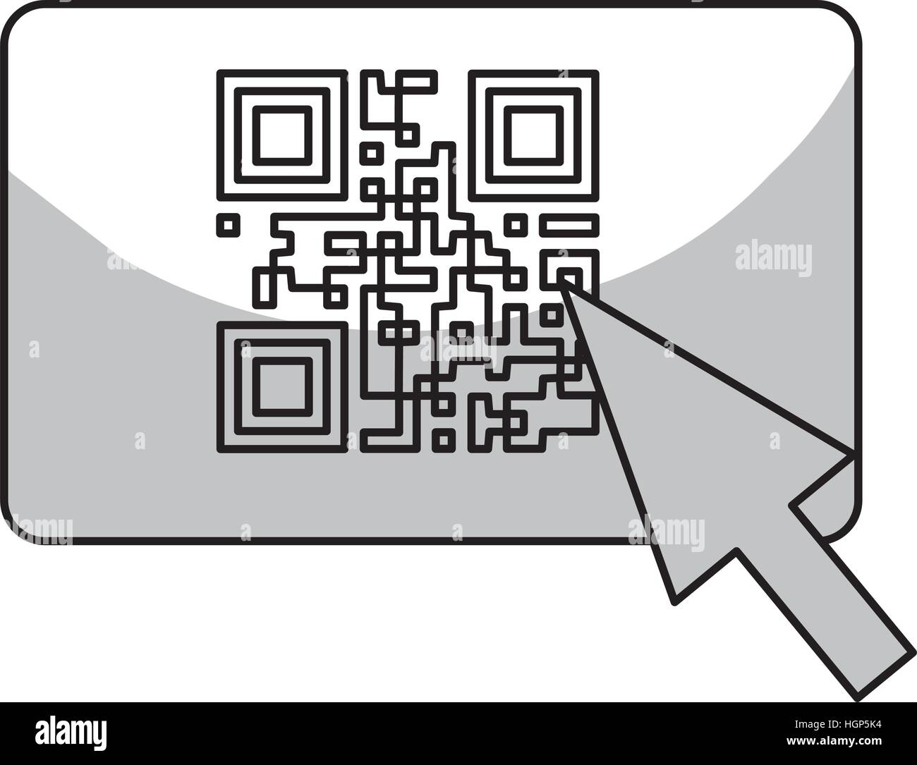 cursor and qr code icon over white background. vector illustration ...