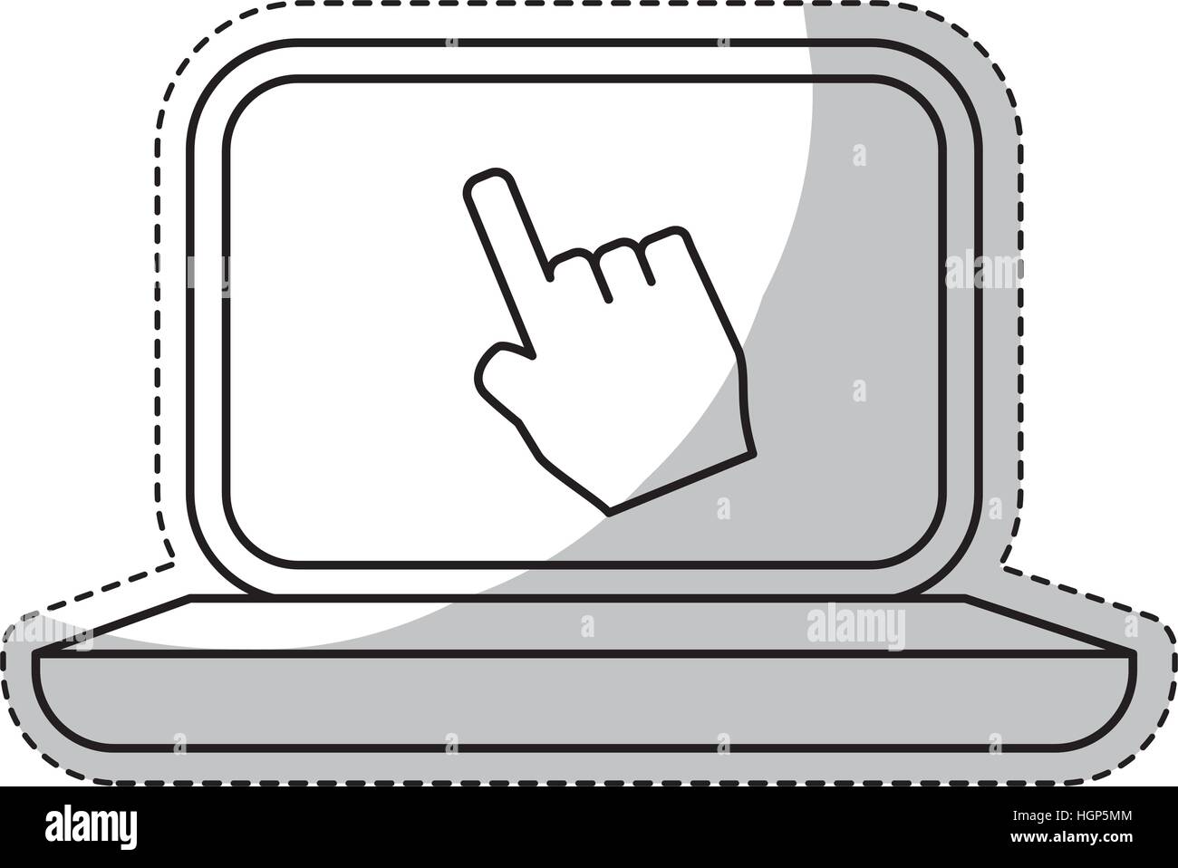 laptop computer with cursor icon on screen over white background ...