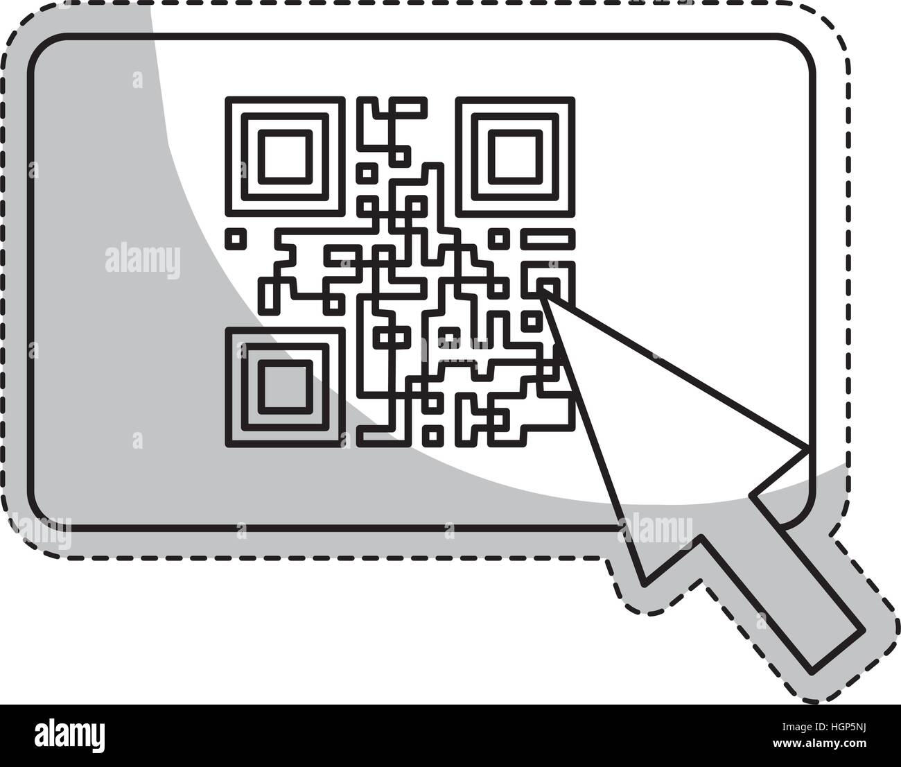 cursor and qr code icon over white background. vector illustration ...