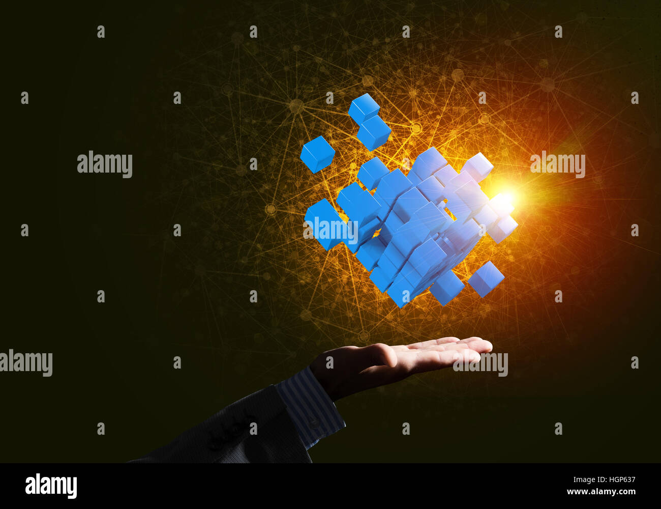 Idea of new technologies and integration presented by cube figure Stock ...