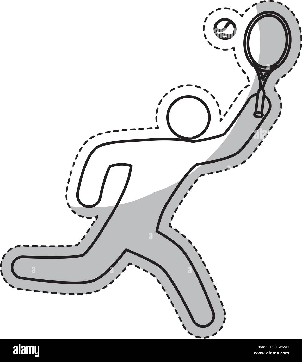 tennis player with racket and ball icon over white background. vector ...