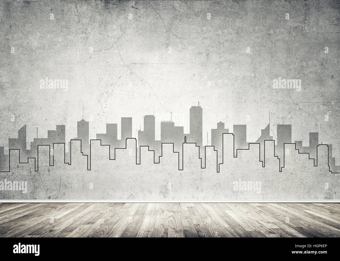 City design on wall Stock Photo - Alamy